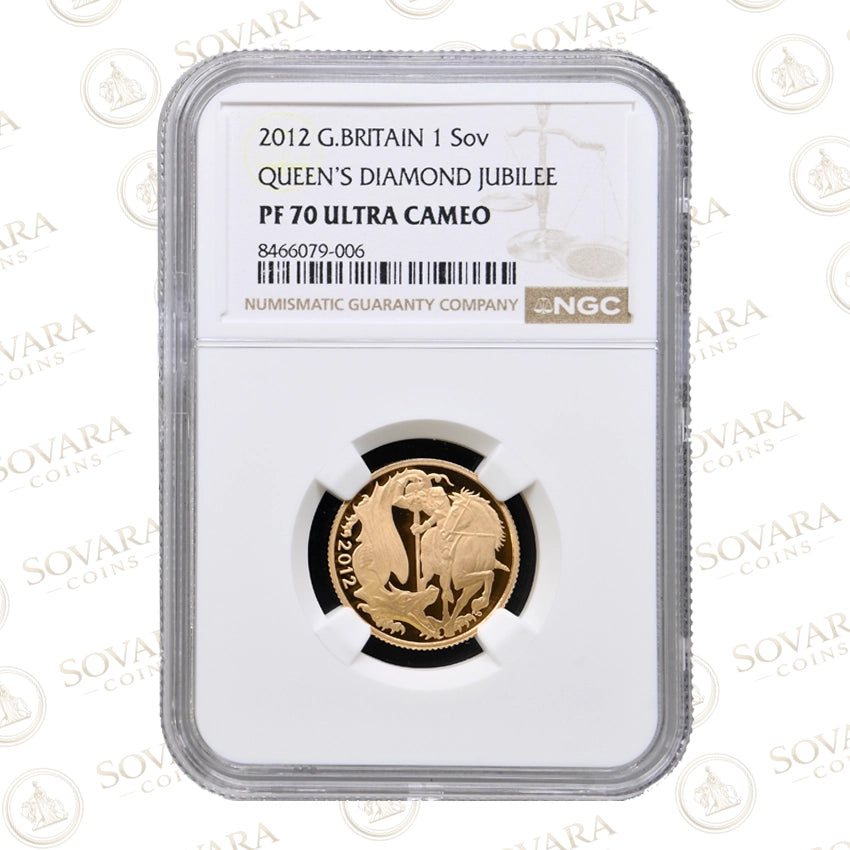 2012 Queen’s Diamond Jubilee Sovereign – PF70 Ultra Cameo Gold Proof ...